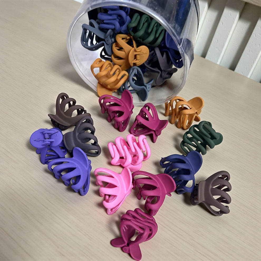 Matte Finish Striped Korean Hair Claw Clips Box - Pack of 24 Pcs – Jo ...