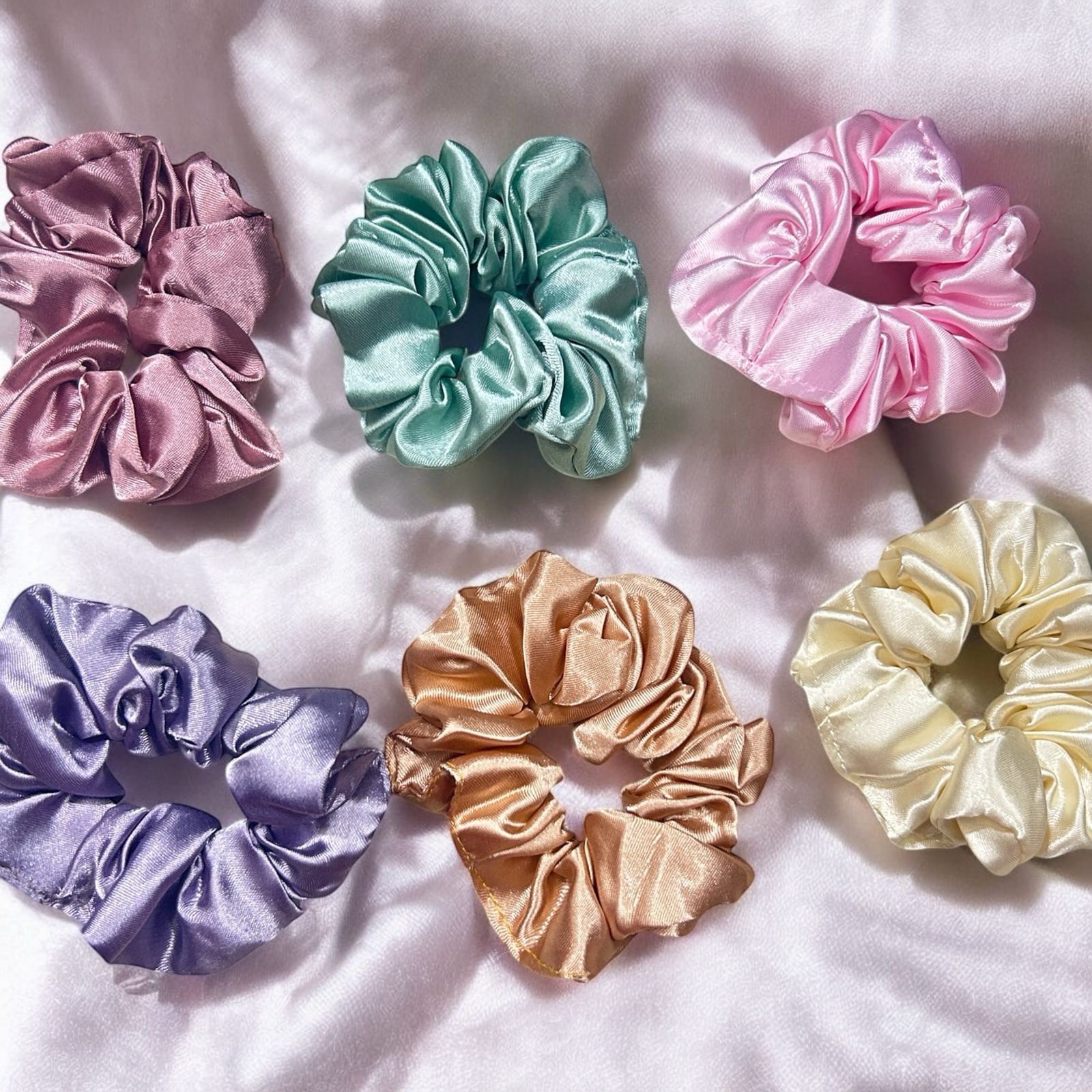 Pastel Color Satin Fabric Scrunchies - Type 1 – Jo Handmade